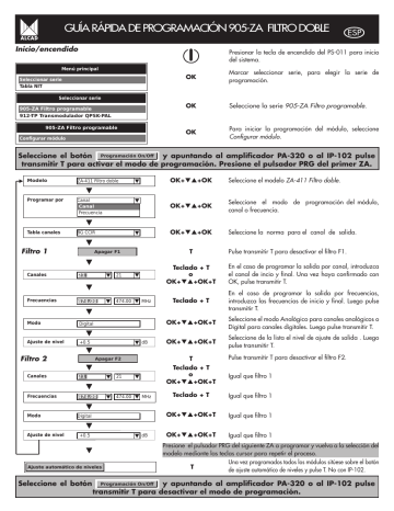 ALCAD ZA-411 Quick Programming Guide | Manualzz