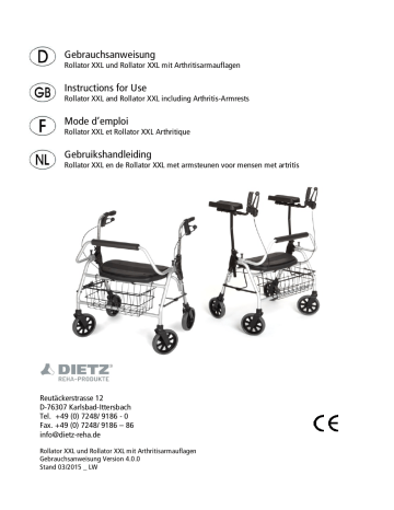 Dietz Rollator XXL Instructions For Use Manual | Manualzz