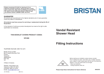 Bristan VR1000 Fitting Instructions | Manualzz