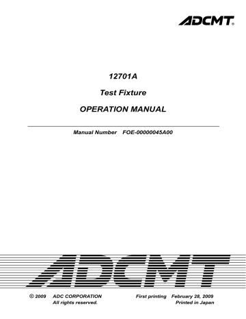 ADCMT 12701A Operation Manual | Manualzz