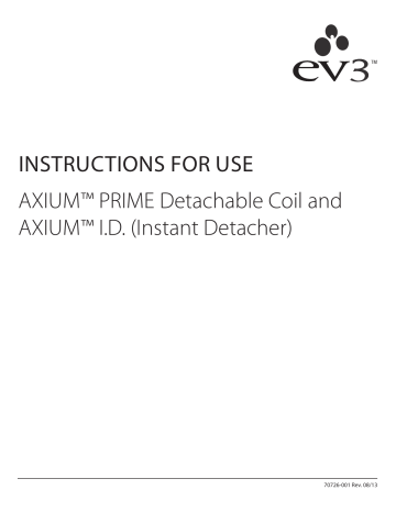 ev3 AXIUM PRIME Detachable Coil Instructions For Use Manual | Manualzz