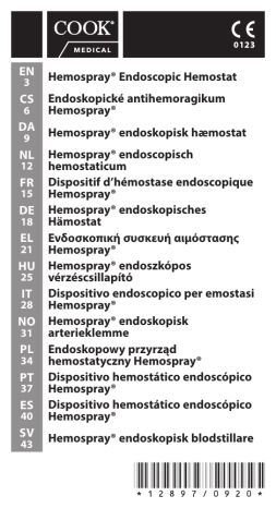 COOK Medical Hemospray Endoscopic Hemostat Instructions Manual | Manualzz