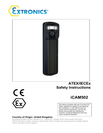 extronics iCAM502 Safety Instructions | Manualzz