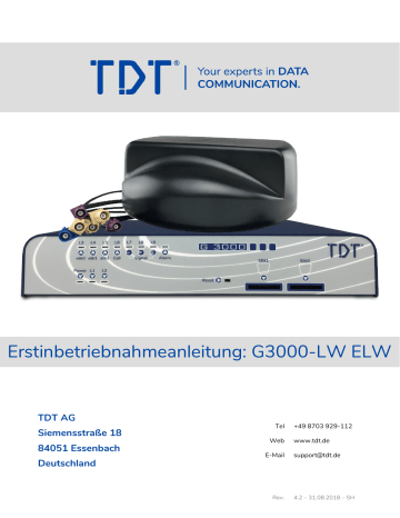 TDT G3000-LW ELW Erstinbetriebnahmeanleitung | Manualzz