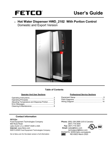 Fetco HWD-2102 User Manual | Manualzz