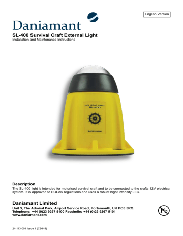 Daniamant SL-400 Installation And Maintenance Instructions | Manualzz