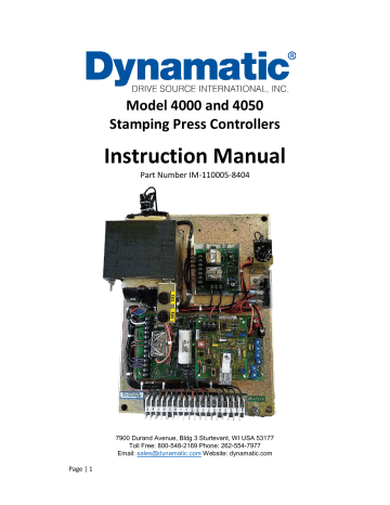 Dynamatic 4050 Instruction Manual | Manualzz