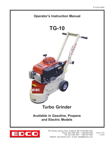 Edco TG-10 Operator's Instruction Manual | Manualzz