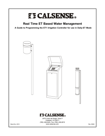 Calsense ET1 Manual To Programming | Manualzz