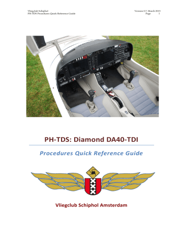 Diamond Aircraft DA40- TDI Procedures Quick Reference Manual | Manualzz