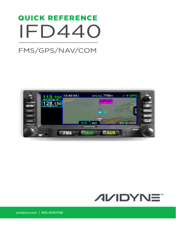 Avidyne IFD440 Quick Reference | Manualzz