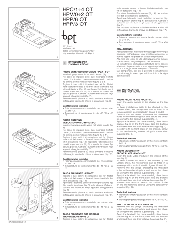 Bpt HPC/1-4 OT Installations Anleitung | Manualzz