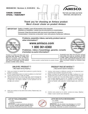 Amisco Luna Modern Stool 40317 Manual | Manualzz