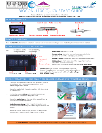 de smit medical CUBEscan BioCon-1100 Quick Start Manual | Manualzz