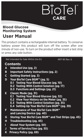 BioTel Care BGM User Manual | Manualzz