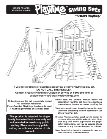 Creative Playthings Playtime PS18SPH Assembly Manual | Manualzz