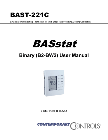 Contemporary Controls BASstat 221C-B2 User Manual | Manualzz