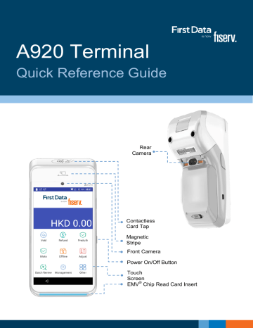 Fiserv First Data A920 Quick Reference Manual | Manualzz