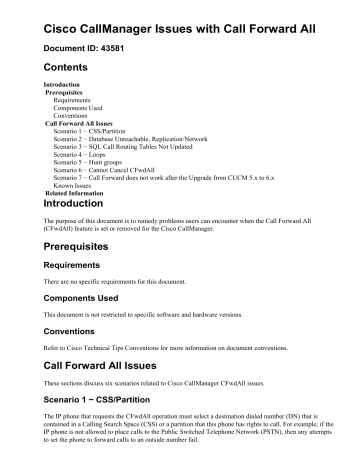 Troubleshooting Cisco CallManager CFwdAll Issues | Manualzz