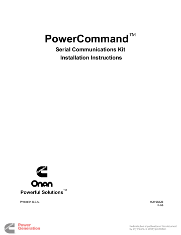 Cummins Power Generation Onan PowerCommand Installation Instructions ...