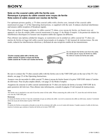 Sony KLV-32M1 User Manual | Manualzz