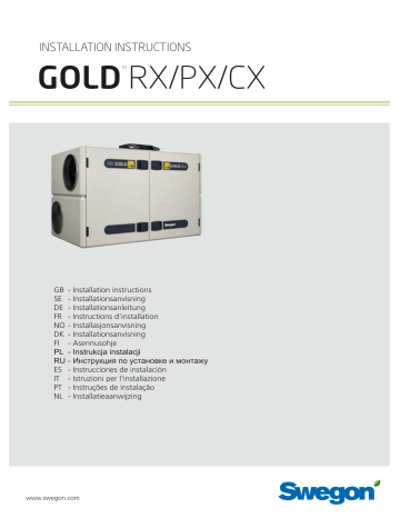 Swegon GOLD PX 11, GOLD RX 07 Instrucciones De Instalación | Manualzz