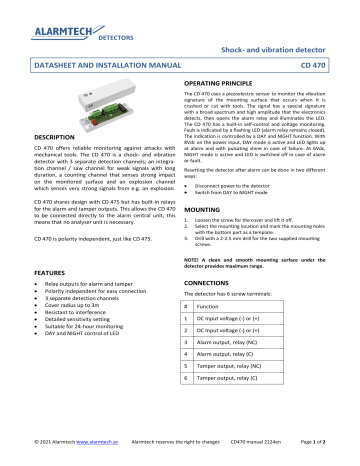 Alarmtech CD 470 Installation Manual | Manualzz