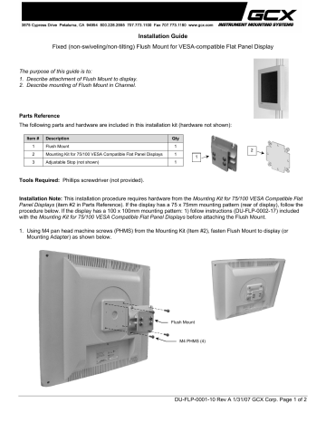 GCX DU-FLP-0001-10 Installation Manual | Manualzz