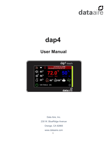 Data Aire dap4 touch User Manual | Manualzz