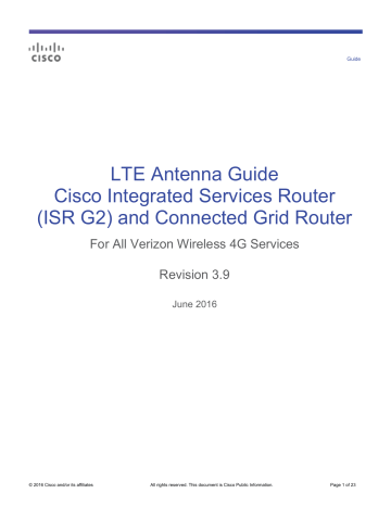 Cisco LTE Antenna Guide for ISR G2, CGR, 819 Routers | Manualzz
