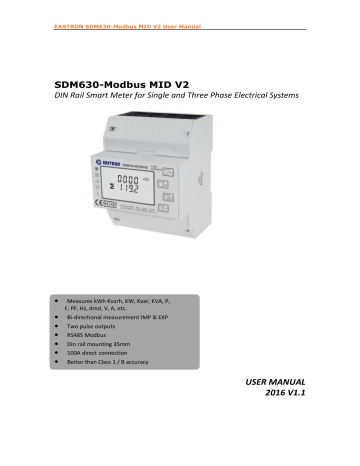 Eastron SDM630-Modbus MID V2 User Manual | Manualzz