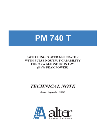 ALTER PM 740 T Technical Note | Manualzz