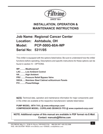 Filtrine 5311/05, PCP-500G-60A-WP Manual | Manualzz