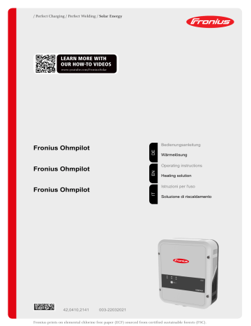Fronius Ohmpilot Operating Instructions Manual | Manualzz