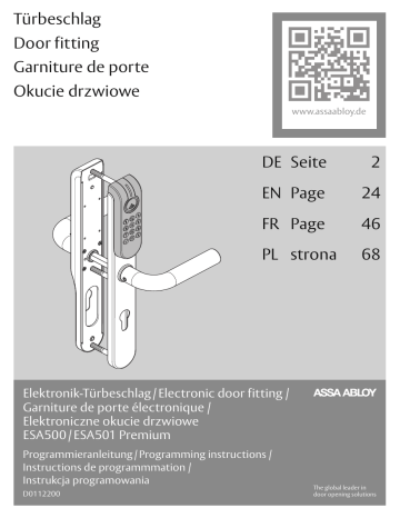 Assa Abloy ESA500, ESA501 Premium Manual | Manualzz
