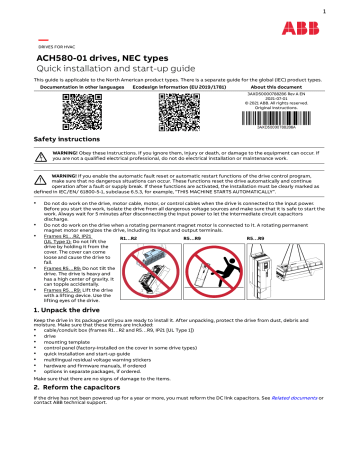 ABB ACH580-01 Series Quick Installation And Start-Up Manual | Manualzz