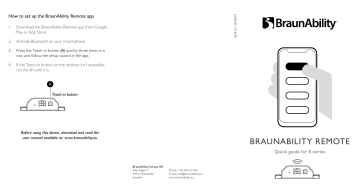 BraunAbility REMOTE Quick Manual | Manualzz