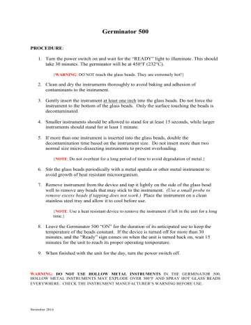 CellPoint Scientific Germinator 500 Manual | Manualzz
