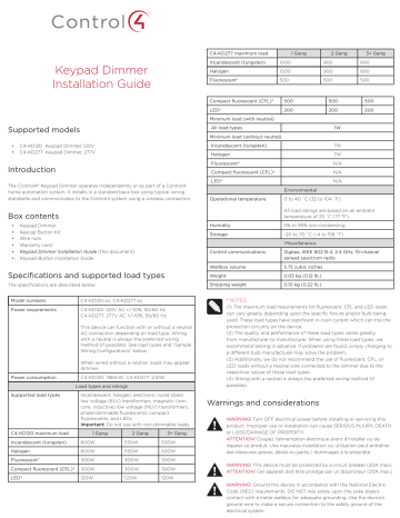 Control 4 C4-KD120 Installation Manual | Manualzz