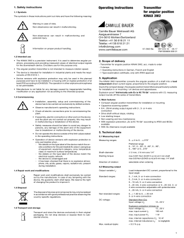 Camille Bauer KINAX 3W2 Operating Instructions | Manualzz