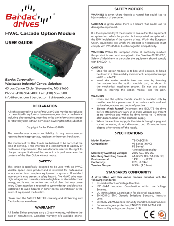 Bardac drives T2-CASCD-IN User Manual | Manualzz