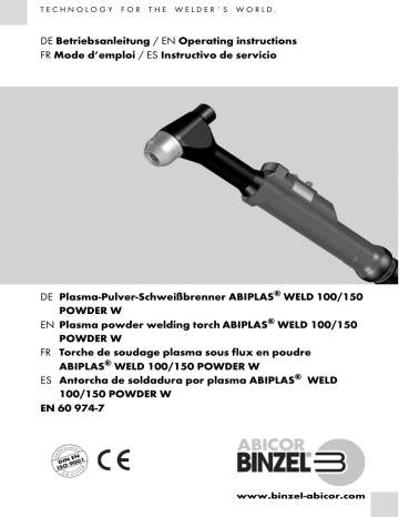 BINZEL-ABICOR ABIPLAS WELD 150 POWDER W Operating Instructions Manual ...