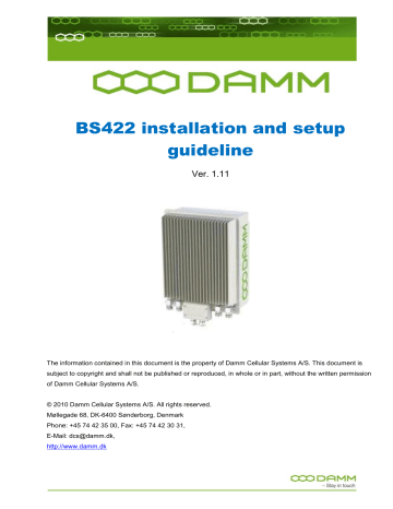 DAMM BS422 Installation And Setup | Manualzz