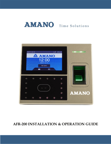 Amano AFR-100, AFR-200 Installation & Operation Manual | Manualzz