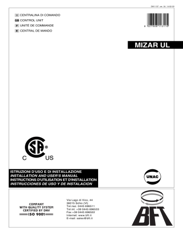 BFT MIZAR UL Installation And User Manual | Manualzz