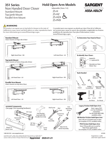 Assa Abloy SARGENT 351 Series Manual | Manualzz