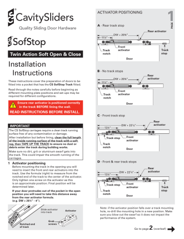 Cavity Sliders SofStop Installation Instructions | Manualzz