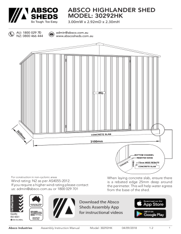 ABSCO SHEDS 30292HK Manual | Manualzz