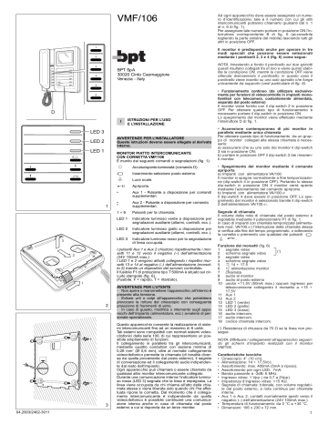 Bpt VMF/106 Instructions For Use And Installation | Manualzz