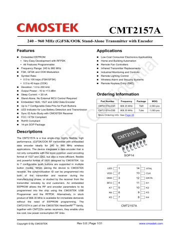 CMOSTEK CMT2157A, CMT2157A-ESB, CMT2157A-ESR Manual | Manualzz